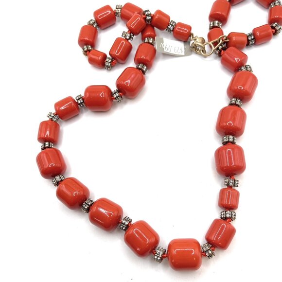 J. Crew | Jewelry | Jcrew Long Red Necklace M4 7594 Res Cu | Poshmark